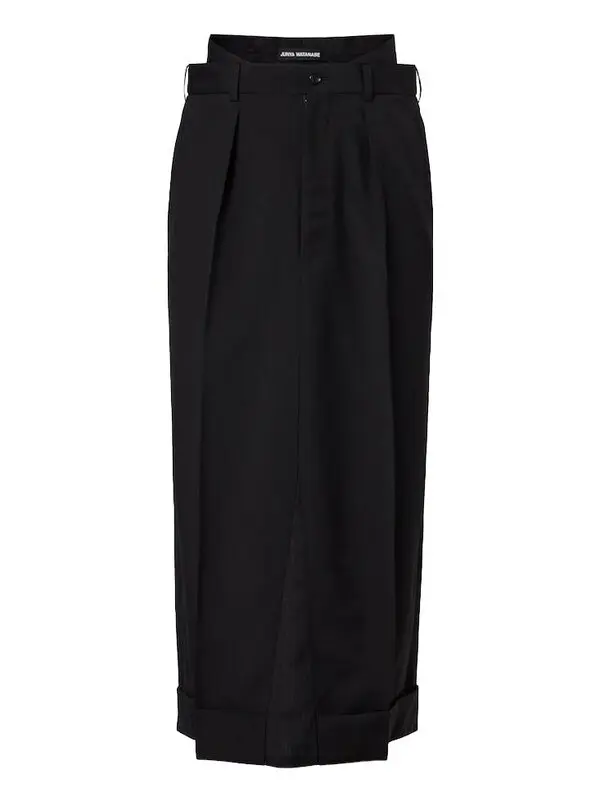 Junya Watanabe Pleated Midi Skirt - Black