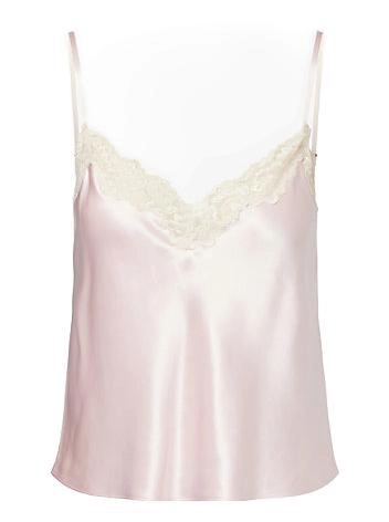 REFORMATION Teddy Lace-trim Silk Top - Cherry