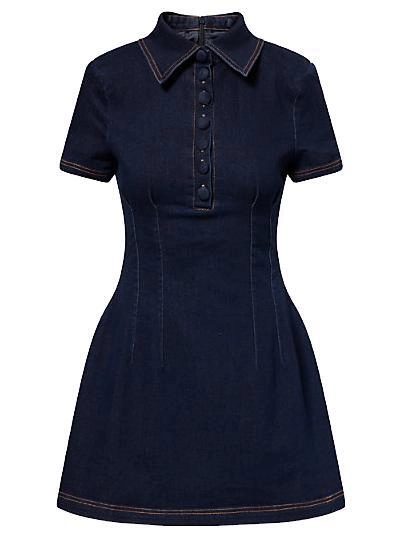 Oddmuse Collared Denim Mini Dress - Blue