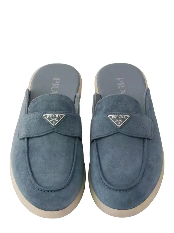 Prada Suede Mules - Blue