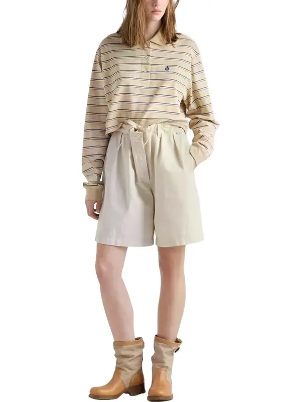 Prada Gabardine Bermuda Shorts With Drawstring Waist - Neutrals