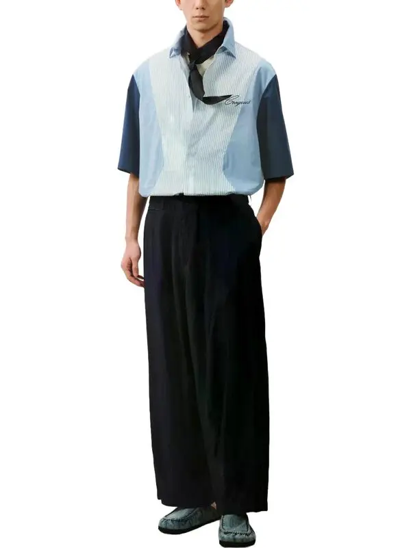 CROQUIS Flap Pocket Striped Shirt - Blue