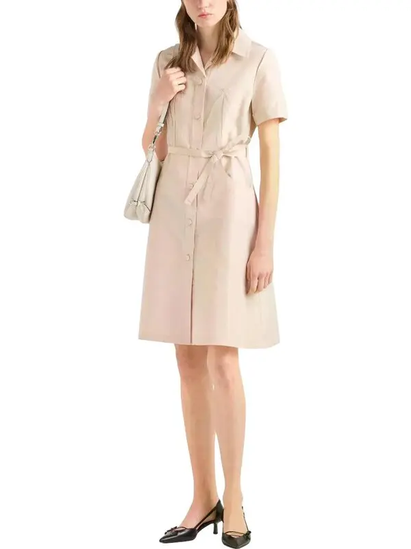 Prada Faille Shirt Dress - Neutrals