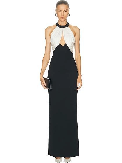 THE NEW ARRIVALS ILKYAZ OZEL Asena Halterneck Gown - Dark Matter