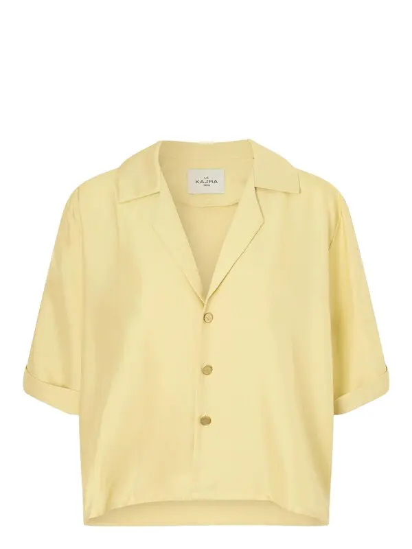 Le Kasha Abnus Cropped Silk Shirt - Yellow