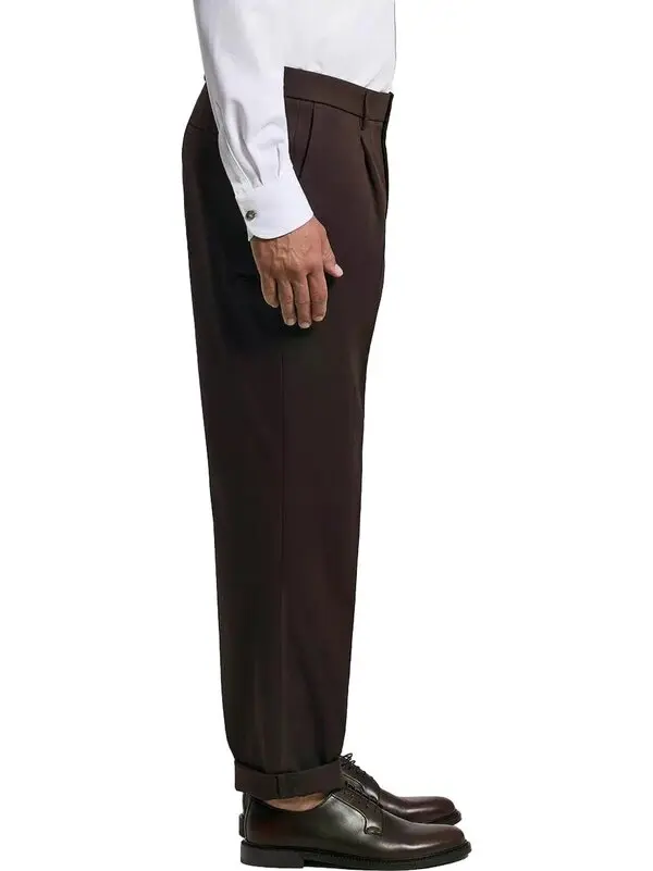 Peserico Pleated Turn-up Trousers - Brown