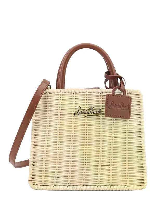 MC2 SAINT BARTH Mini Woven Logo-plaque Tote Bag - Neutrals