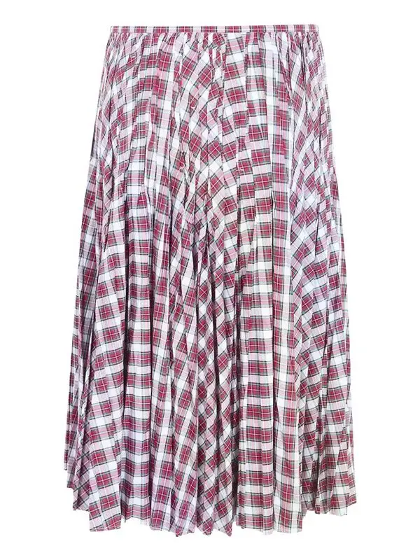 N°21 Check-pattern Pleated Midi Skirt - Red