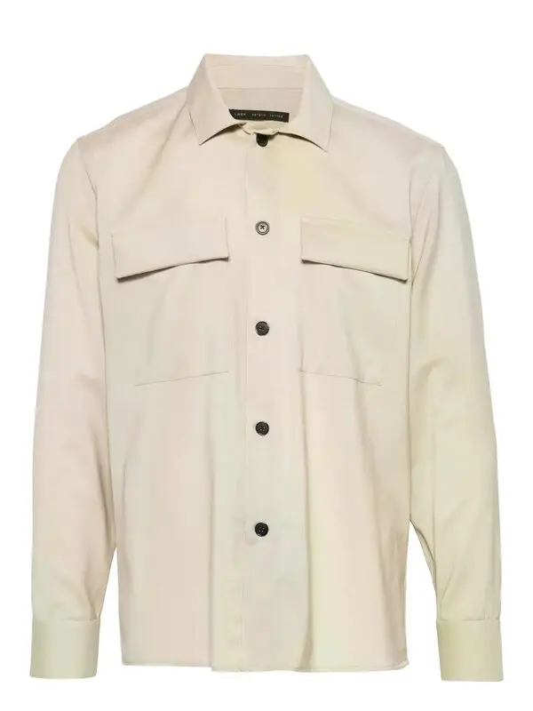 LOW BRAND Patch-pocket Virgin-wool Shirt - Neutrals