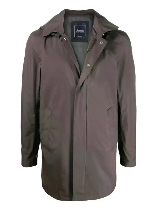 Herno Hooded Zip-up Raincoat - Brown