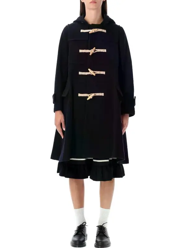 Comme Des Garçons Hooded Toggle-fastening Coat - Blue