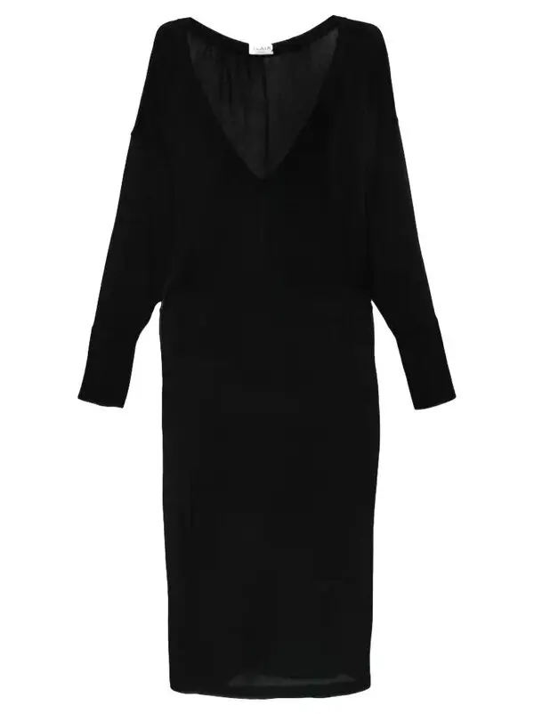 Alaïa V-neck Long Sleeve Dress - Black
