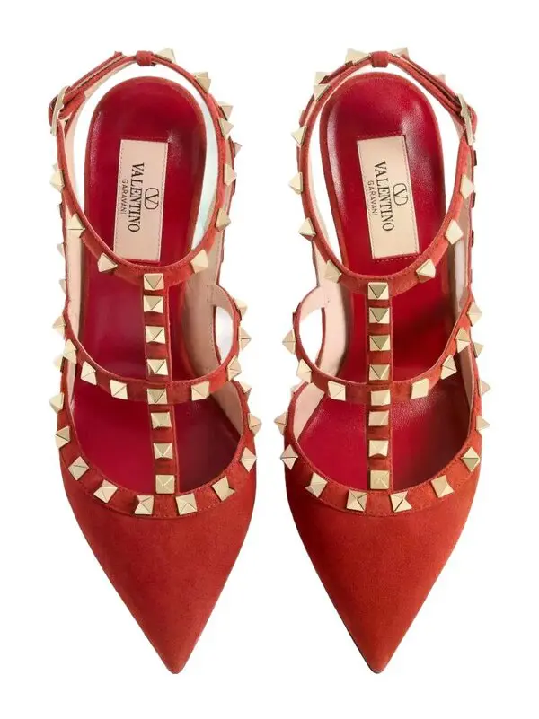 Valentino Garavani Rockstud Suede Pumps 100mm - Red