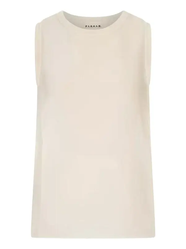 P.a.r.o.s.h Cream Crew-neck Sleeveless Top - Neutrals