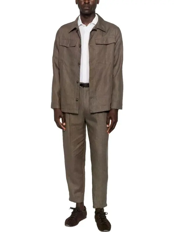 WHITE SAND Buttoned Flap-pockets Jacket - Brown