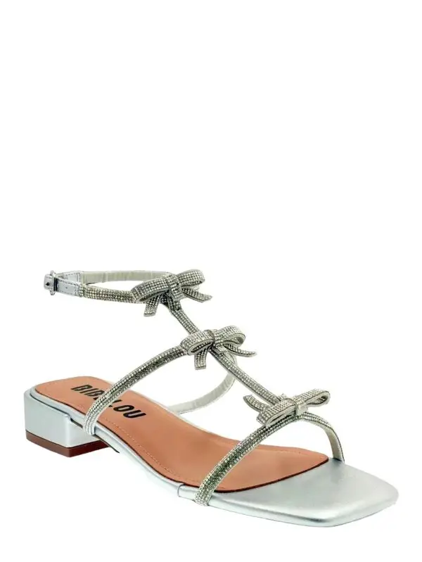 BIBI LOU Poline Crystal-embellished Bow Sandals - Silver