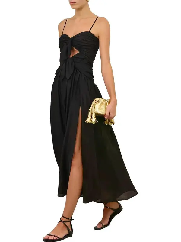 Zimmermann Aster Tie-detail Midi Dress - Black