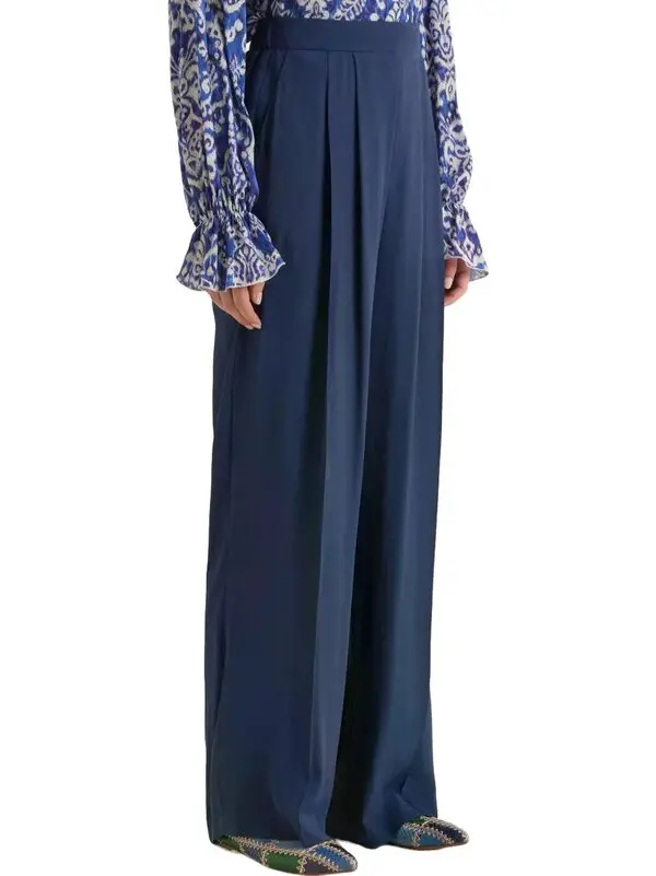Malìparmi Pleated High-waisted Trousers - Blue