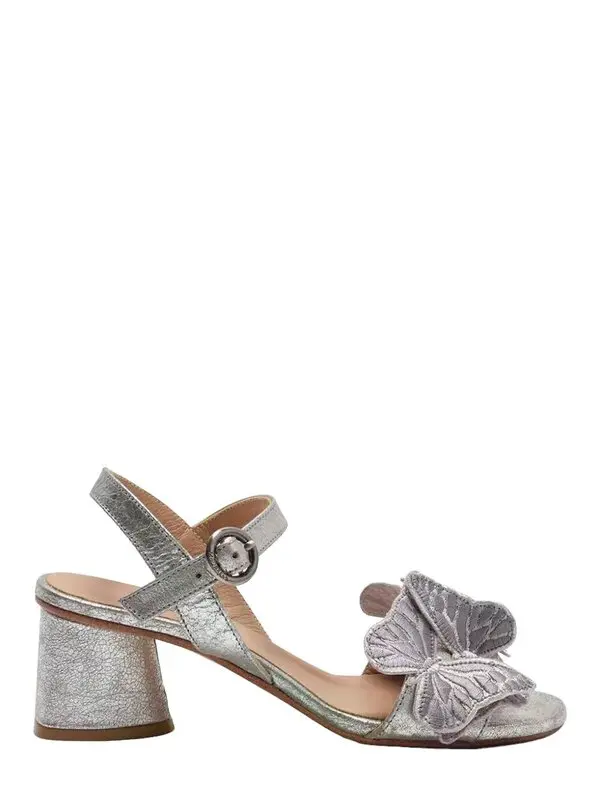 Malìparmi Butterfly Appliqué Block Heel Sandals - Silver