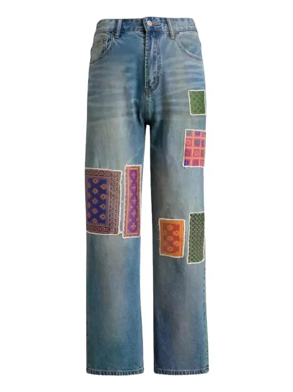 FOUND Kantha Patchwork Jeans - Blue