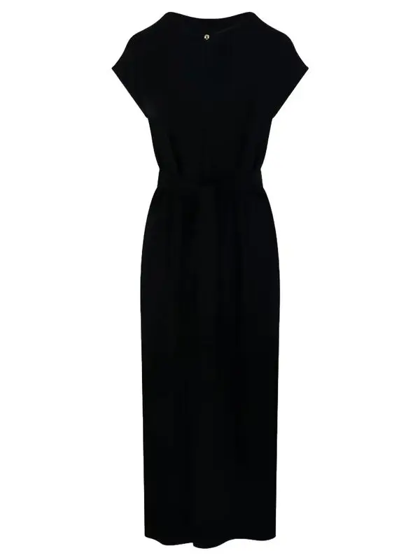 Max Mara Belted Midi Dress With Gold-tone Button Detail - Black