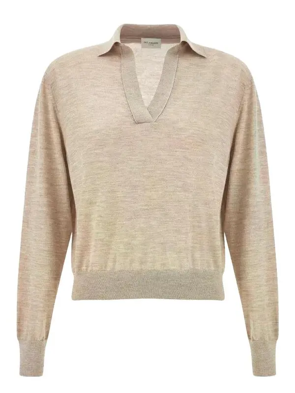 Paul & Shark V-neck Knitted Cashmere Polo Top - Neutrals
