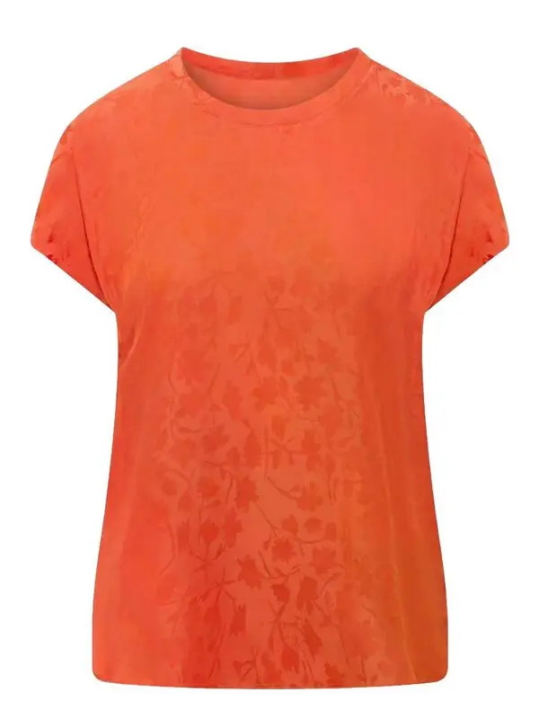Pinko Floral Jacquard Short Sleeve Blouse - Orange