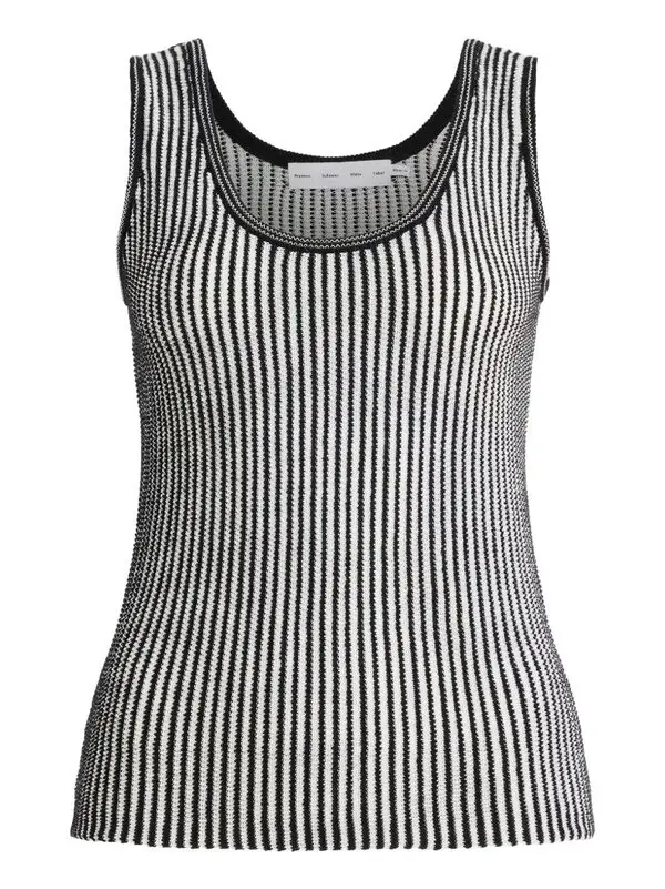 Proenza Schouler White Label Striped Rib-knit Scoop Neck Tank - Black