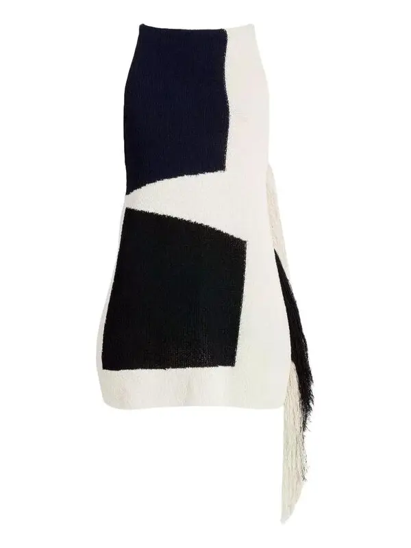 Proenza Schouler Saskia Fringe-trimmed Intarsia-knit Top - Neutrals