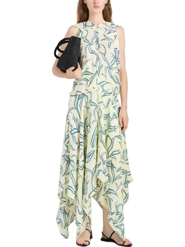 Proenza Schouler Leaf-print Asymmetric Dress - Neutrals