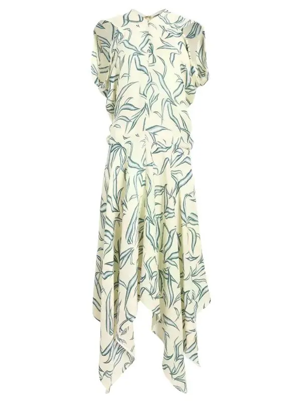 Proenza Schouler Leaf-print Asymmetric Dress - Neutrals