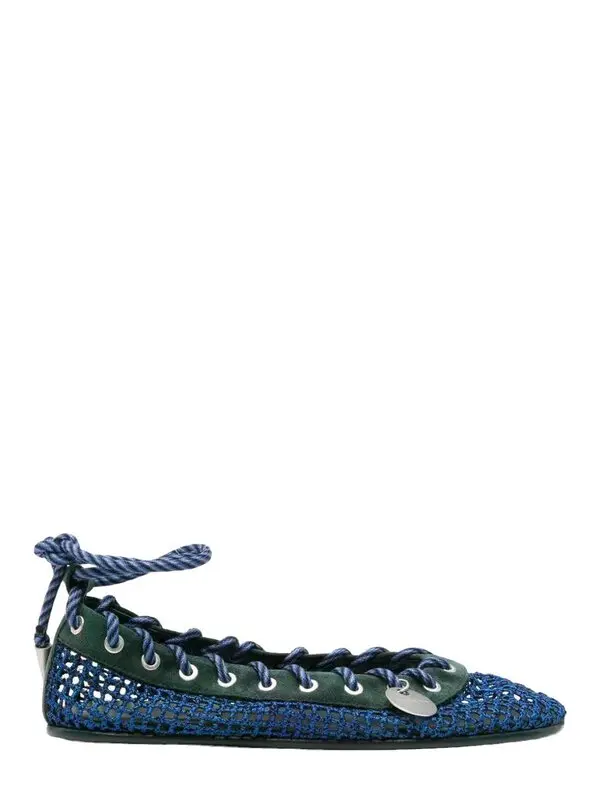 KIKO KOSTADINOV Sapphire Lace-up Mesh Ballet Flats - Blue