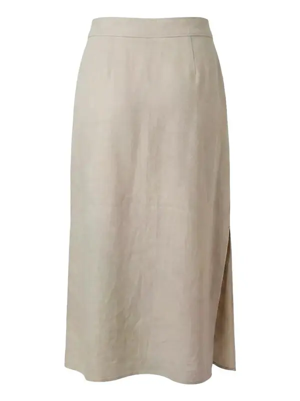Peserico Beige Woven Texture Midi Skirt With Side Slit - Neutrals