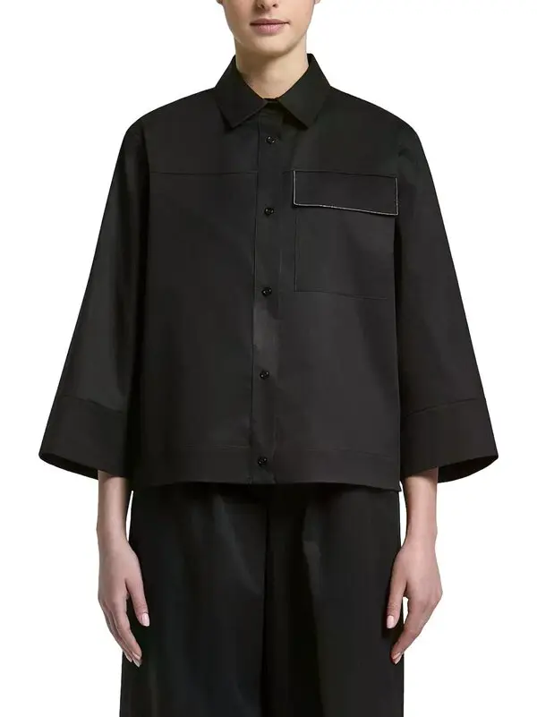 Peserico Monili-trim Wide-sleeve Shirt - Black