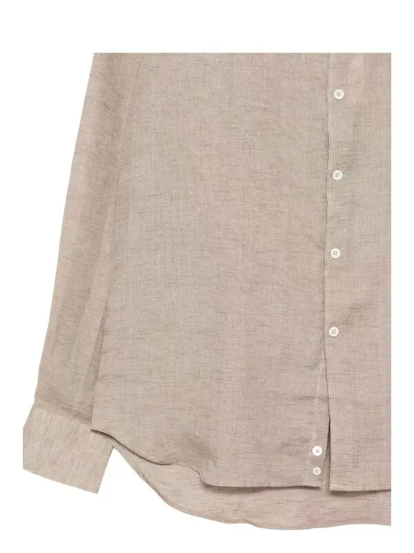Canali Linen Button-up Shirt - Neutrals