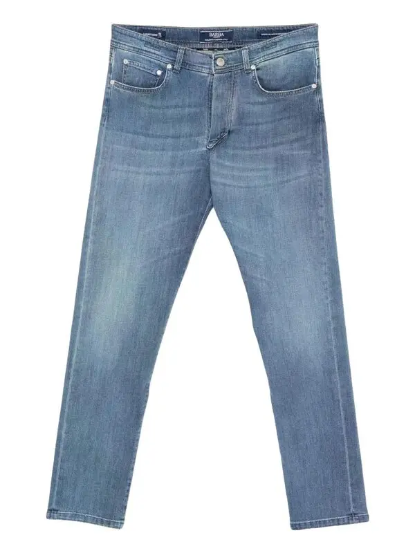 BARBA NAPOLI Faded-effect Slim-fit Jeans - Blue