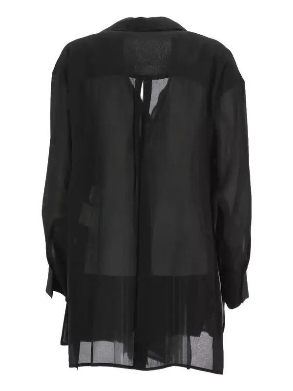 ELEH Semi-sheer Tie-fastening Shirt - Black