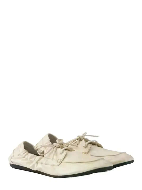 Prada Shuffle Antiqued Leather Boat Shoes - Neutrals