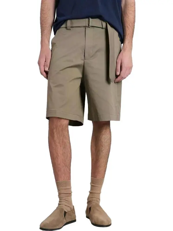 LOW BRAND Belted Twill Shorts - Neutrals