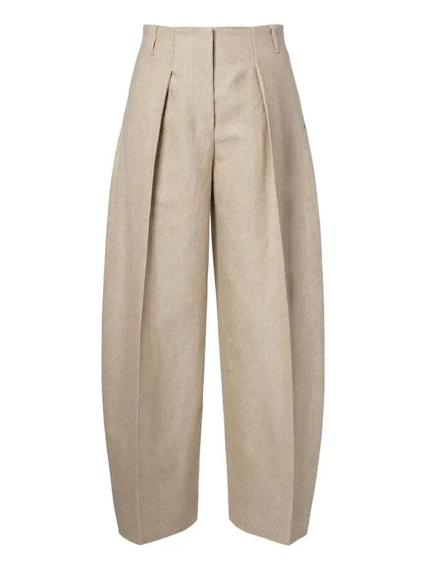 Jacquemus Ovalo Cotton And Linen Barrel-leg Pants - Beige
