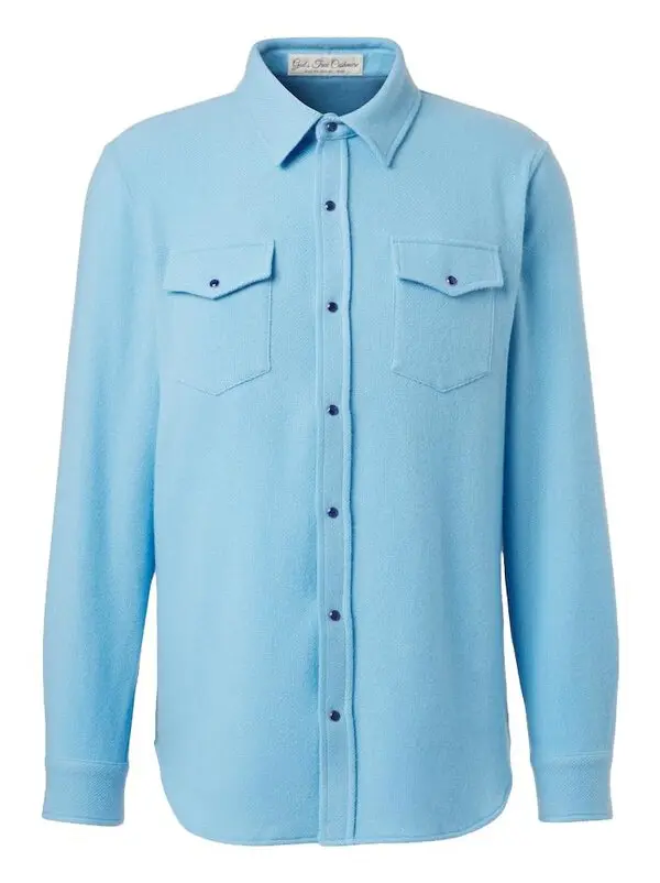 GOD'S TRUE CASHMERE Lagoon Cashmere Shirt With Lapis Lazuli - Blue