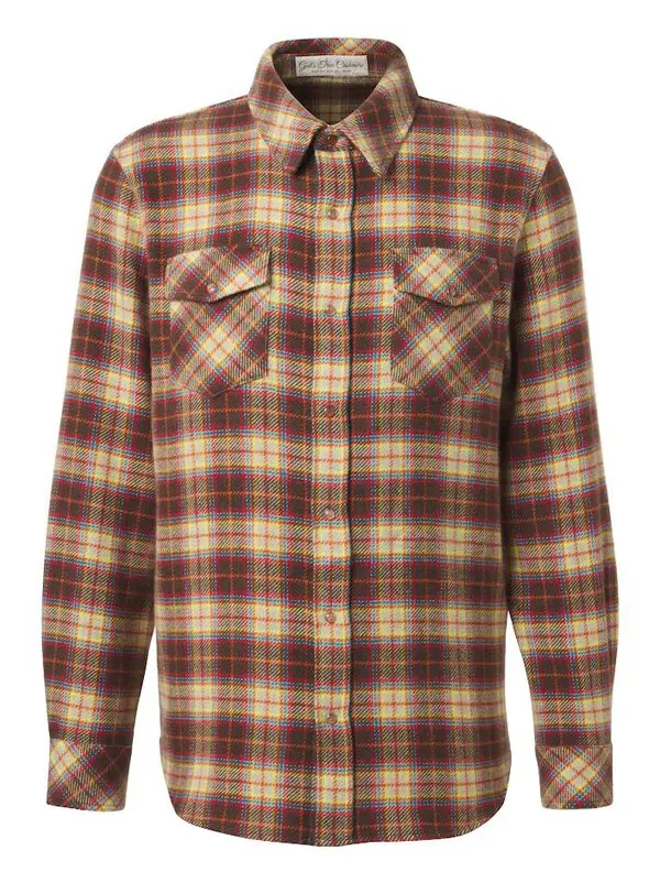 GOD'S TRUE CASHMERE Plaid Cashmere Shirt With Sunstone - Multicoloured