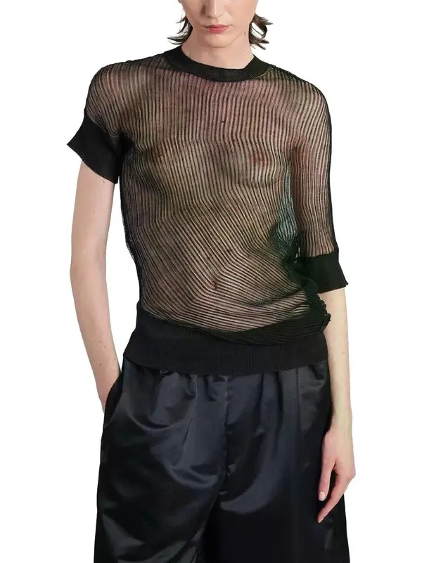 Junya Watanabe Asymmetric Mesh T-shirt - Black