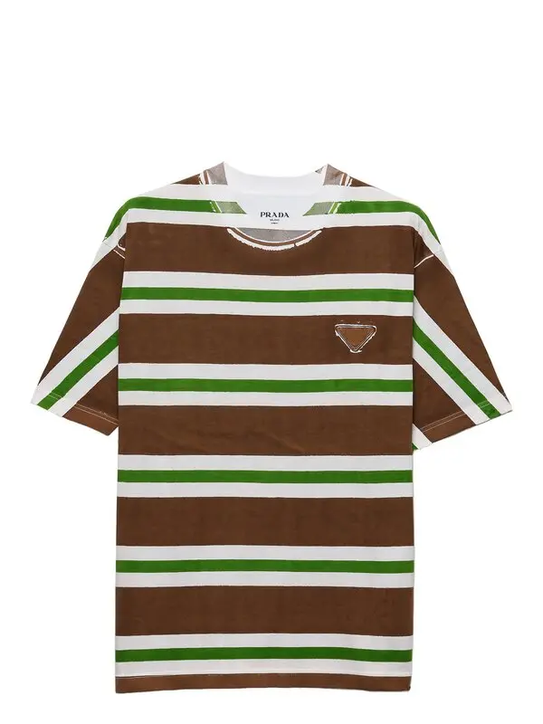 Prada Printed Cotton T-shirt - Cocoa/fern