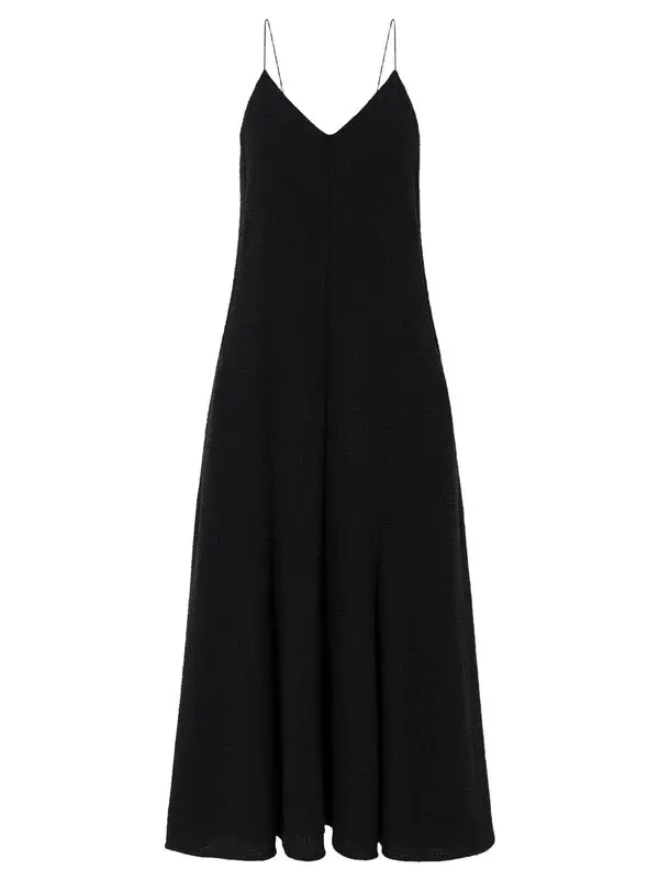 Khaite Iben' Tulle-trimmed Cotton-blend Midi Dress - Black