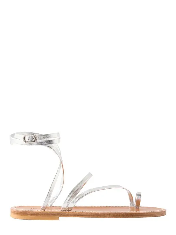 K.JACQUES Widow Metallic Leather Thong Sandals - Silver