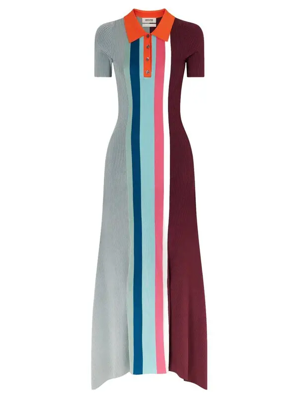 Christopher John Rogers Striped Crochet-knit Jersey Maxi Dress - Multi