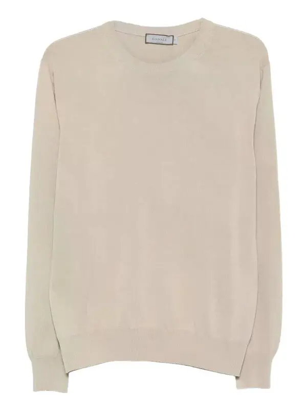 Canali Crew Neck Long Sleeve Sweater - Neutrals