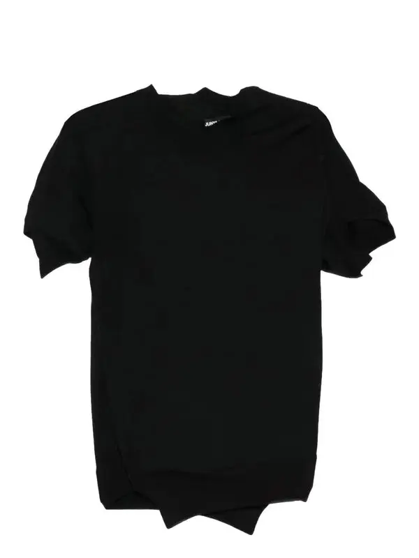 Junya Watanabe Asymmetrical Knitted Top - Black