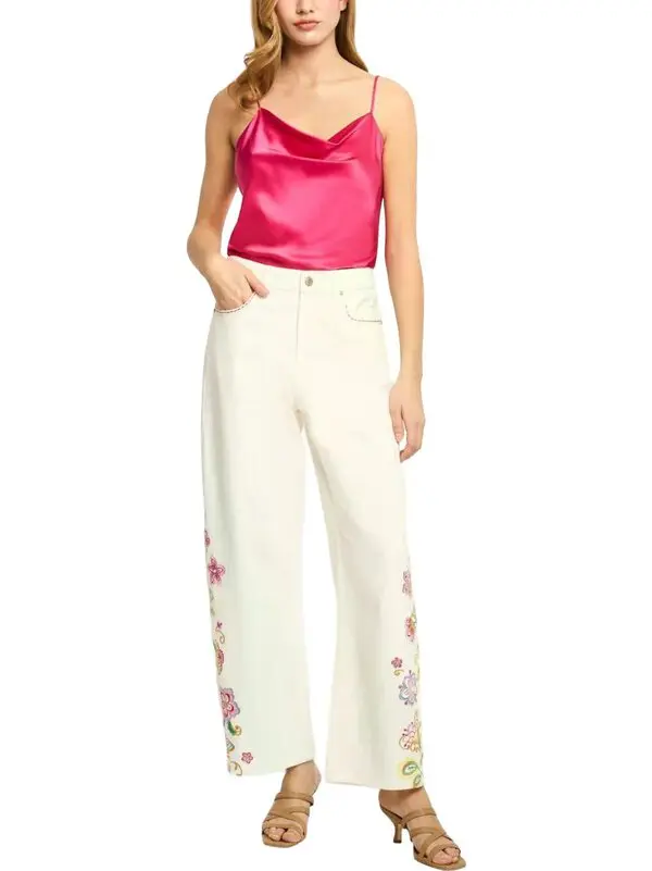 Cinq À Sept Jardin Boheme Hayden Floral-embroidered Jeans - Neutrals